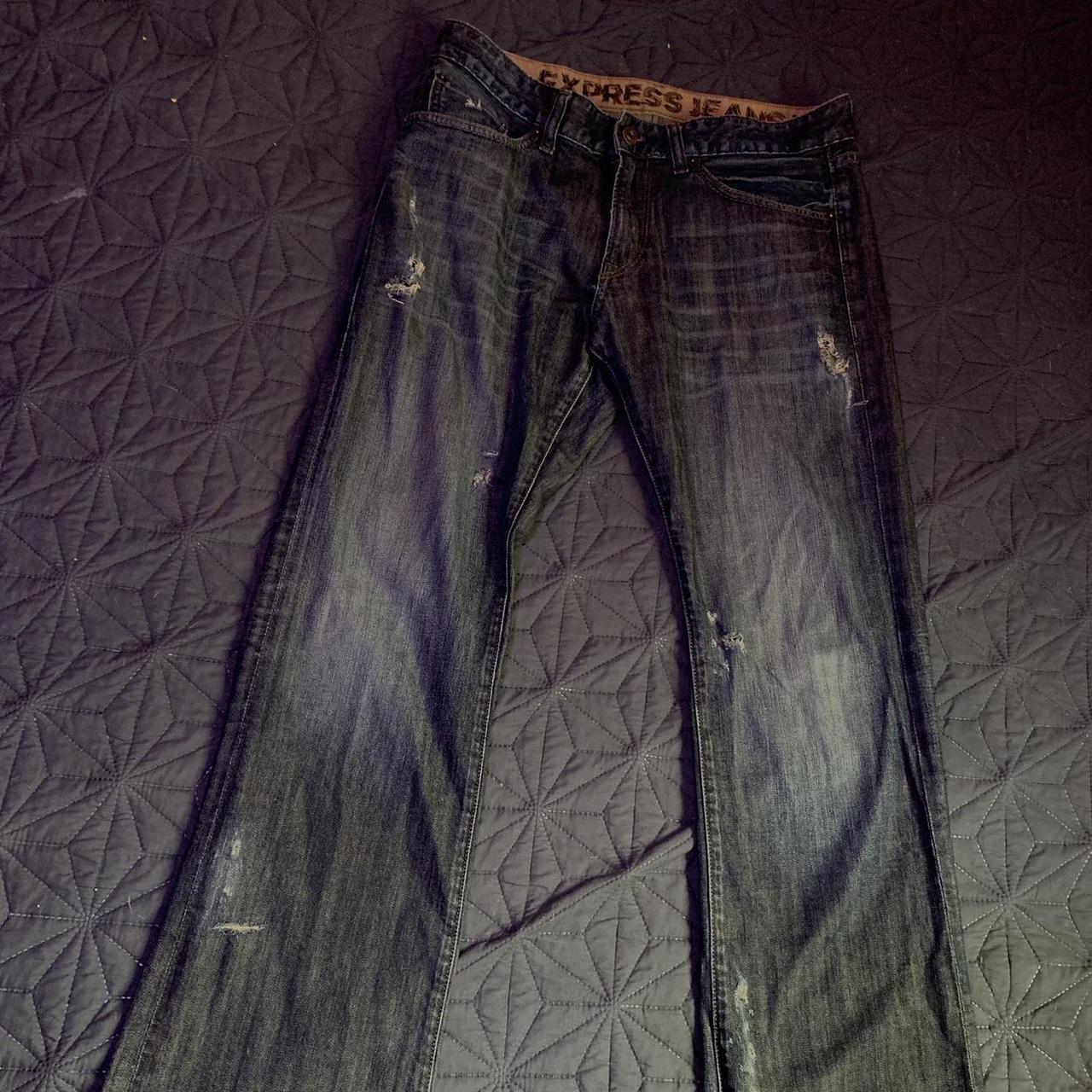 Straight Dehemed Distressed Denims Size 32 - Depop