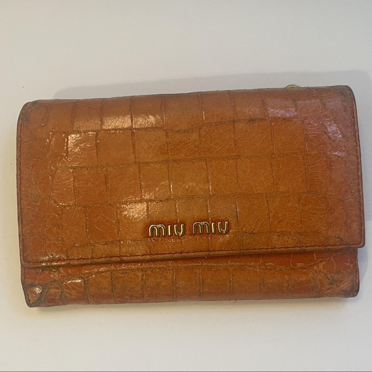 Miu Miu wallet chic poppy orange note the... - Depop