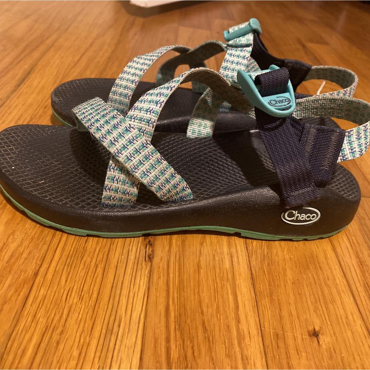 Chaco Women's Blue and Black Sandals | Depop