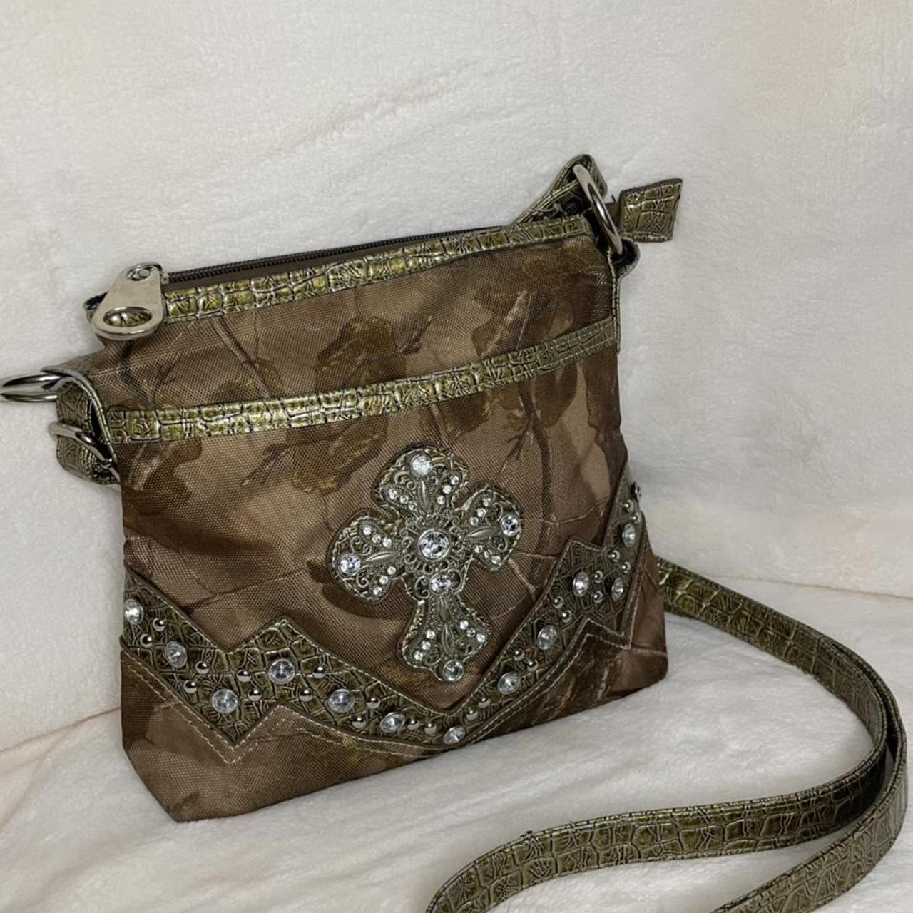 Camo Studded y2k Cross Body Bag Rhinestones are... - Depop