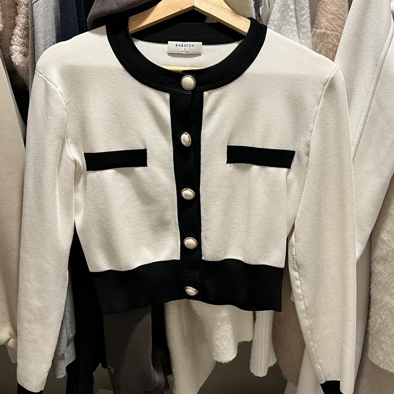 Aritzia Babaton Legacy Pearl button cardigan size... - Depop