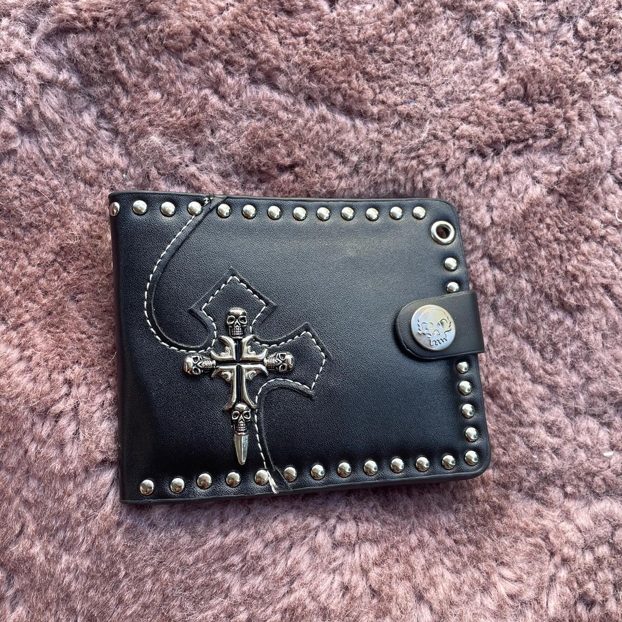 Cute skull and cross wallet #skull #studs #y2k #emo... - Depop