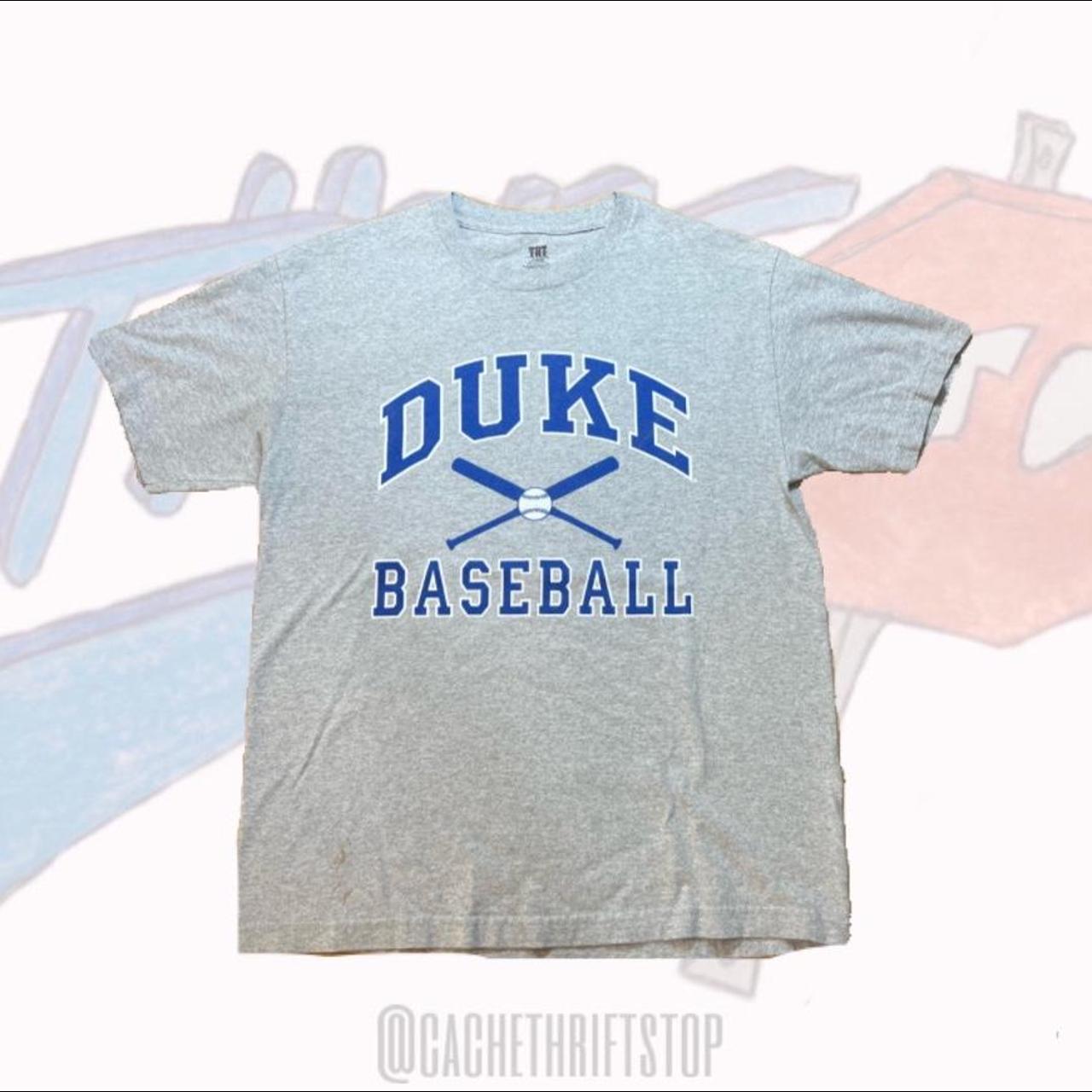 Duke Baseball Tshirt Grey Size L 21” chest 29”... - Depop
