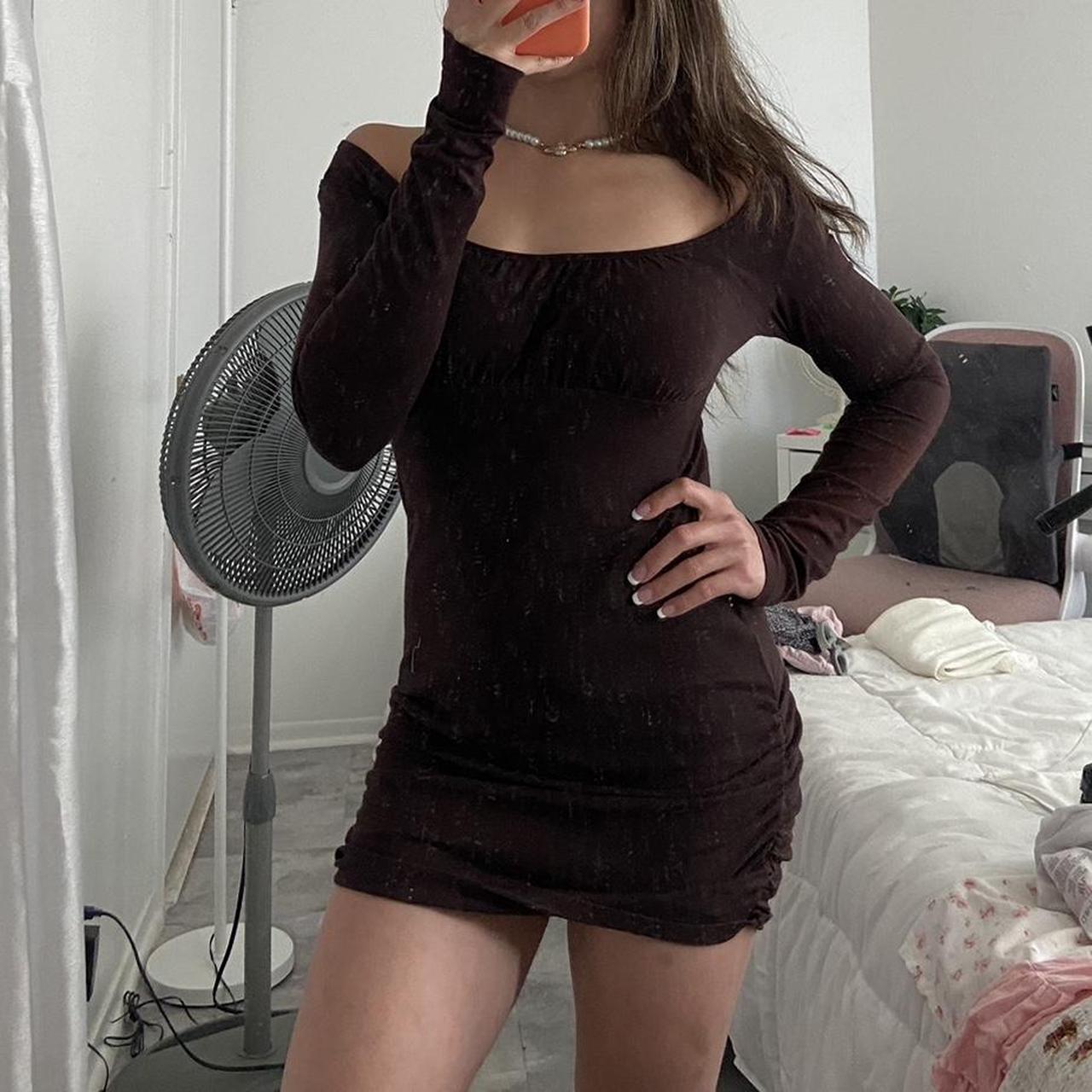 Brown off the shoulder mini dress! Brand: Moda... - Depop