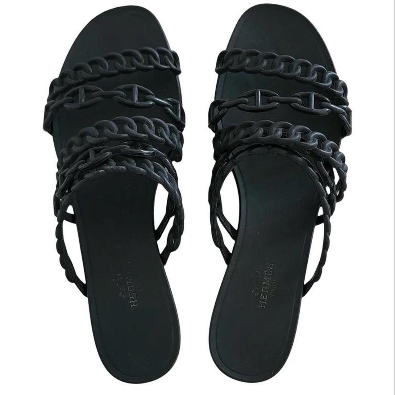 Hermes “jelly” chain sandals size 38. Black colour.... | Depop