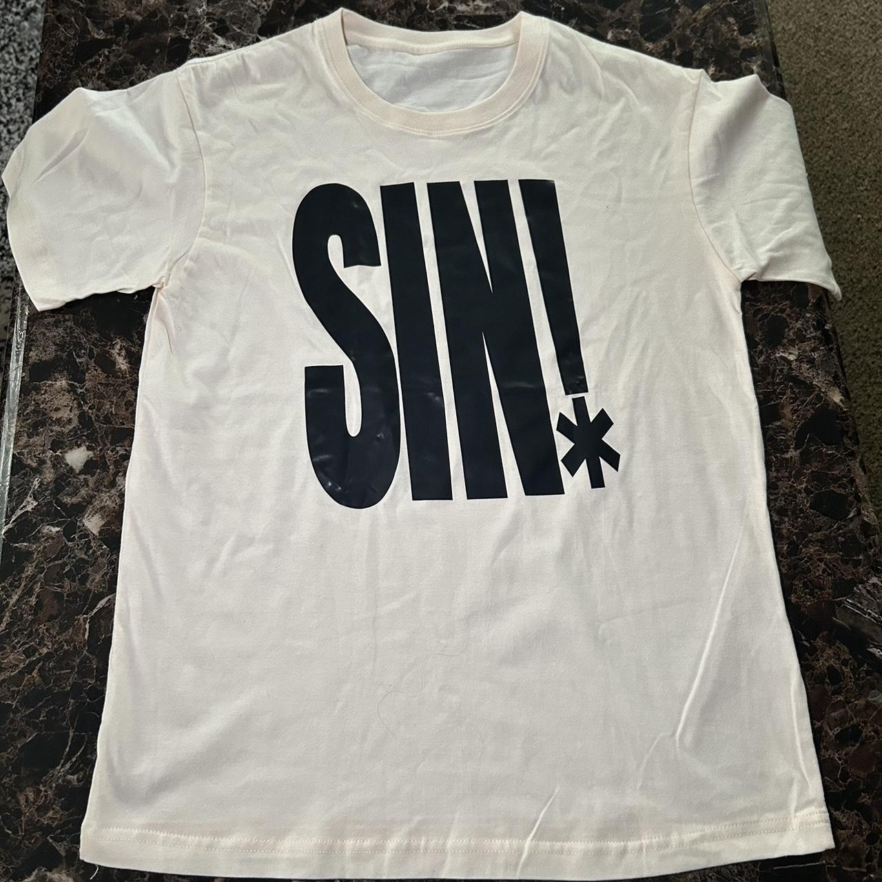 CREAM SIN Tshirt (Y2KSIN) 🕷️ Unisex #sin #sinner... - Depop