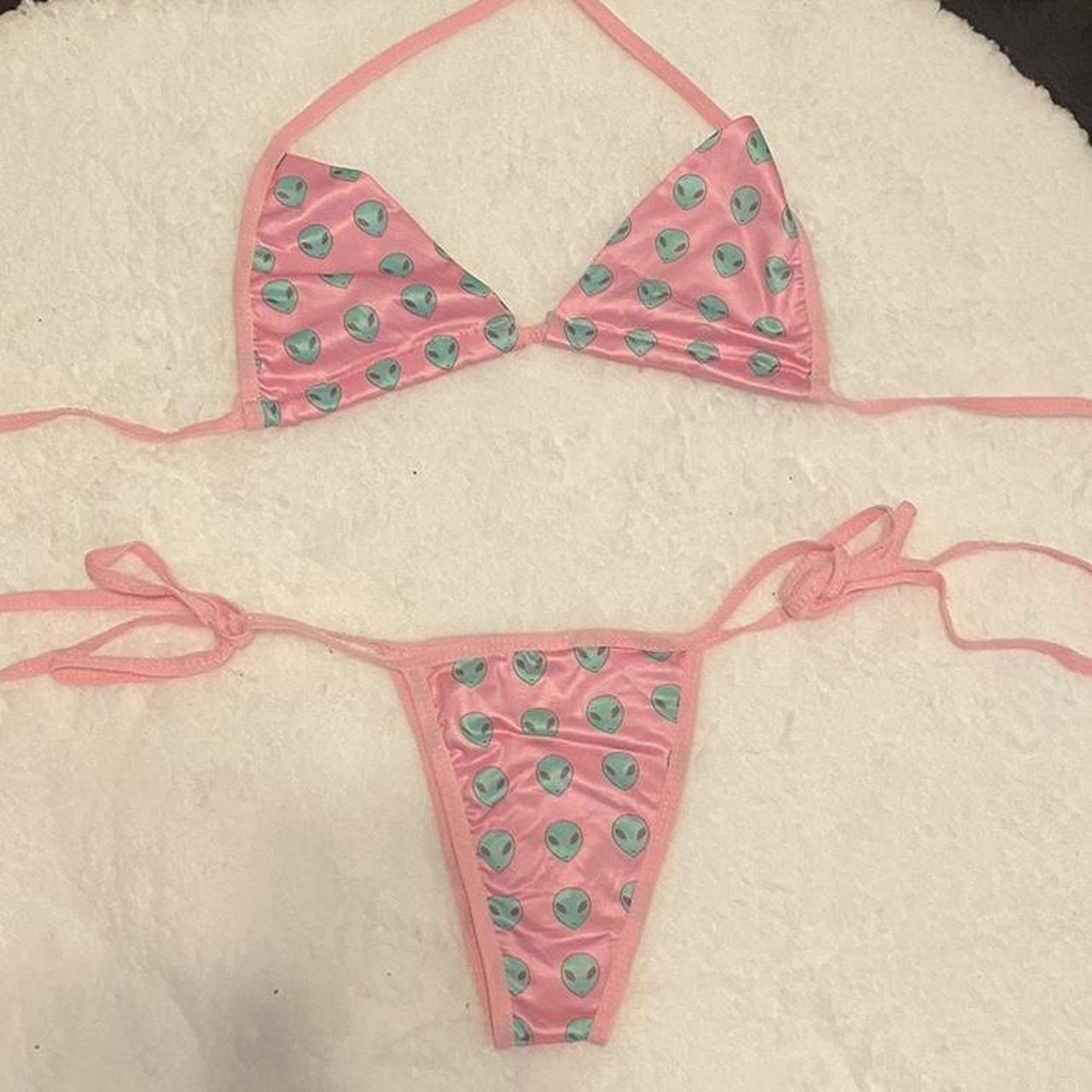 Alien lingerie set 👽 Pink alien lingerie set with... - Depop
