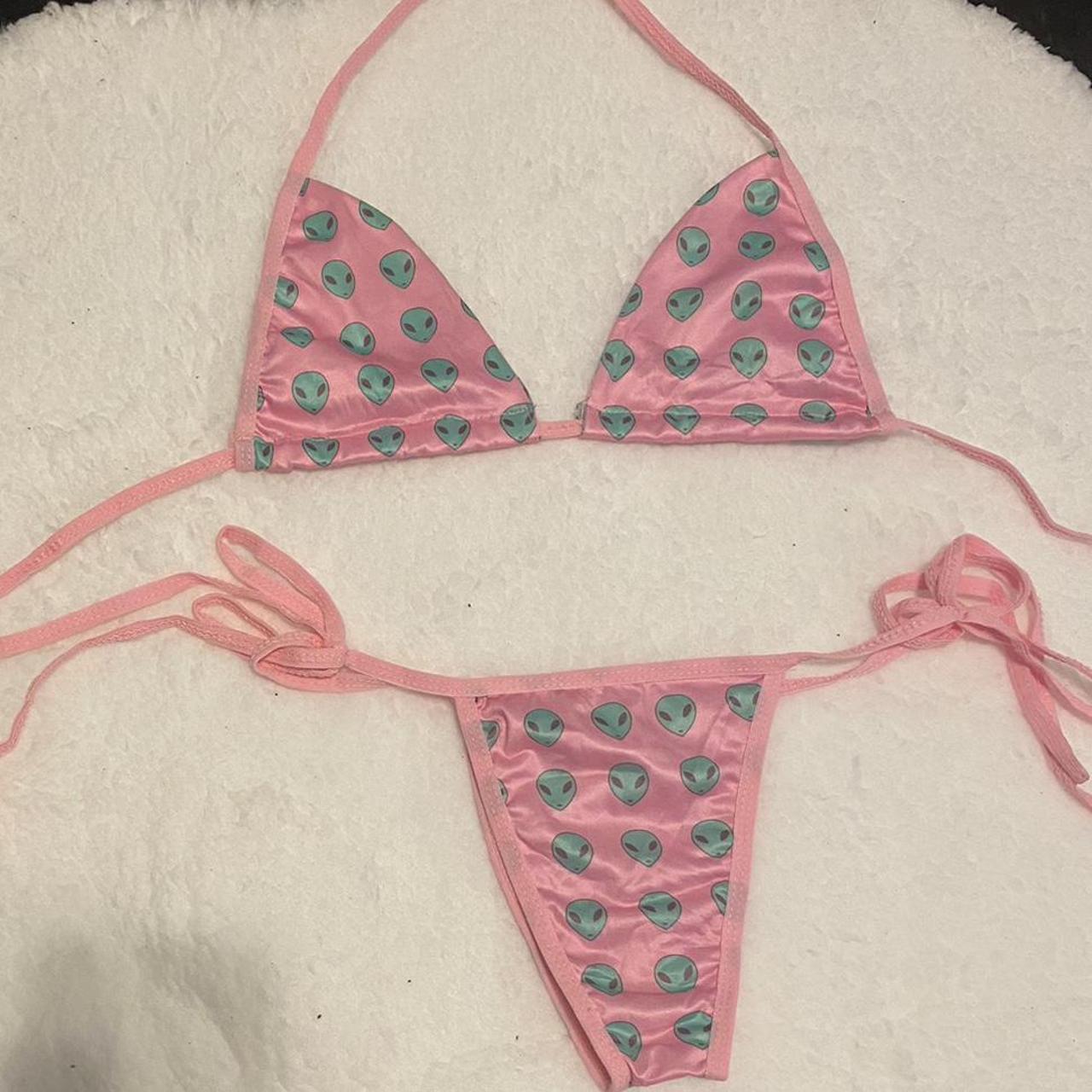 Alien lingerie set 👽 Pink alien lingerie set with... - Depop