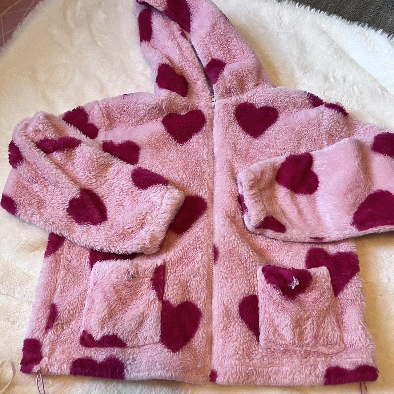 fluffy heart sweater ♡ ミ☆ colour : pink/red ミ☆... - Depop
