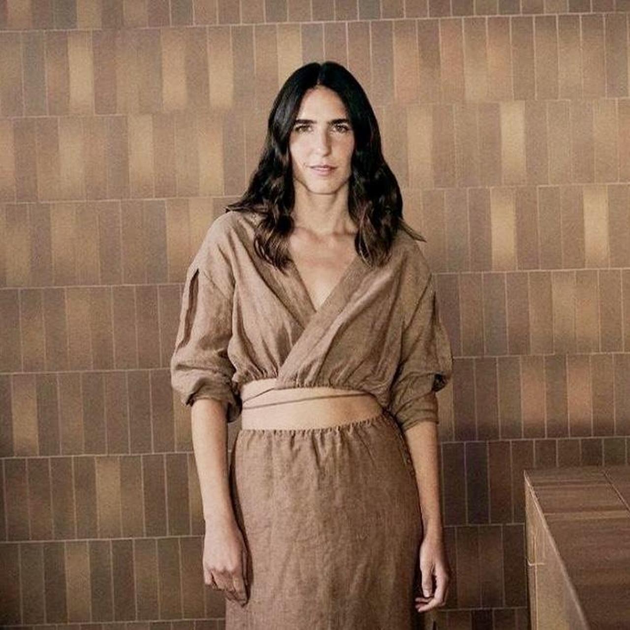 SCANLAN THEODORE ITALIAN LINEN WRAP TIE CROPPED... | Depop