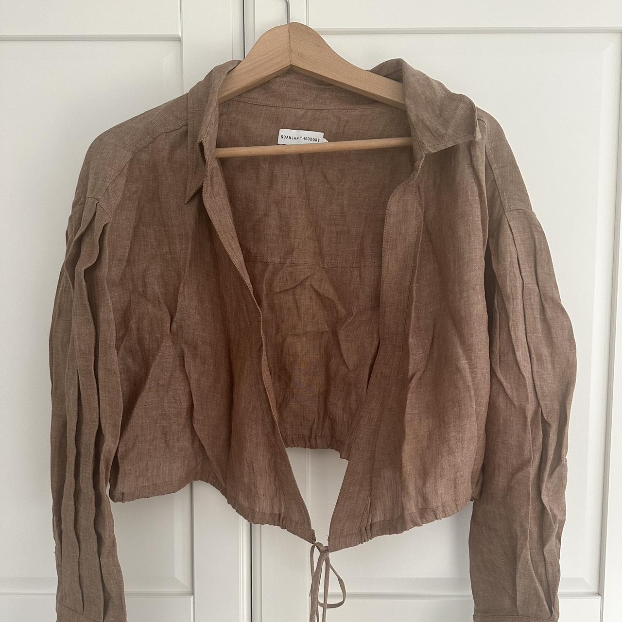 SCANLAN THEODORE ITALIAN LINEN WRAP TIE CROPPED... | Depop