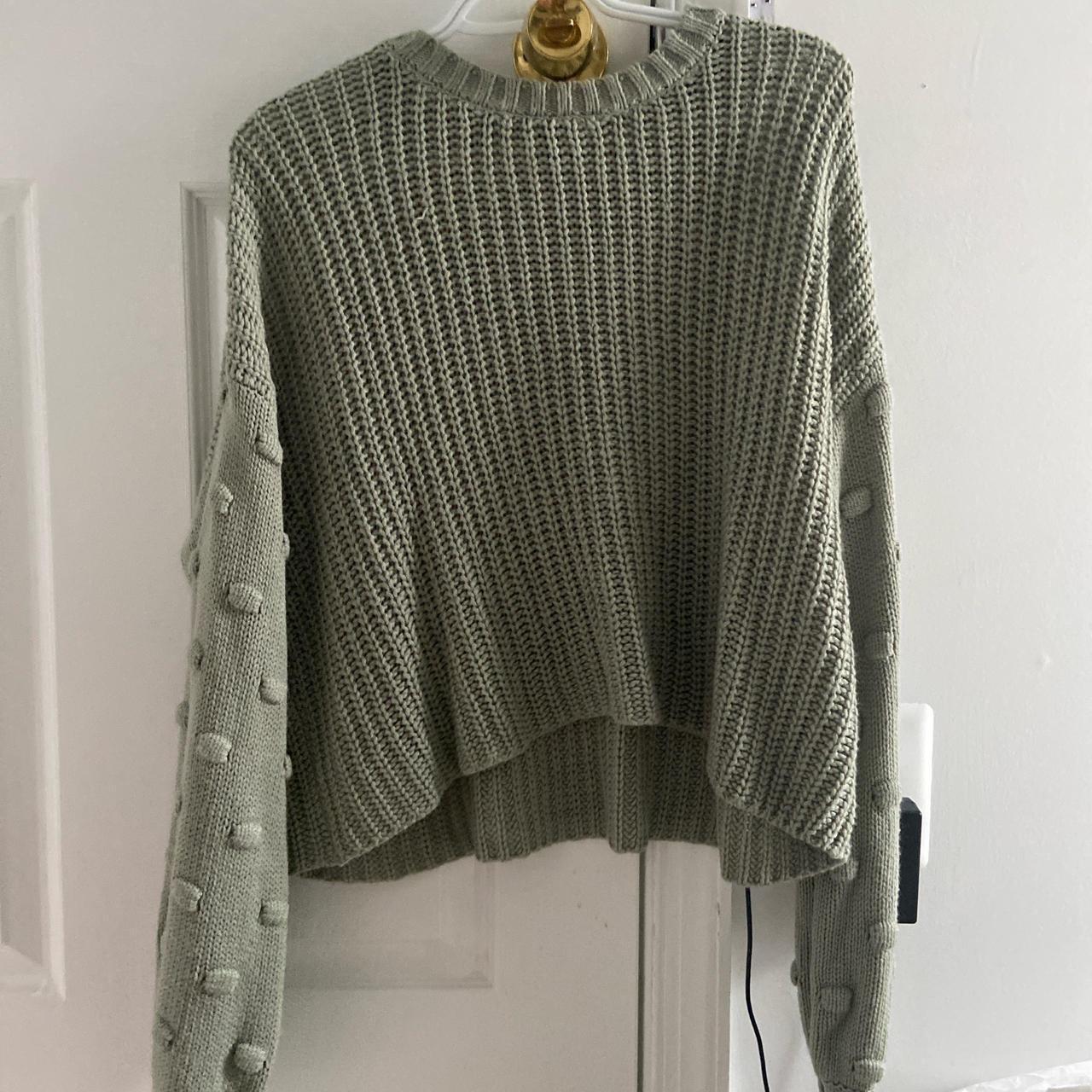 Sage green knitted sweater #sagegreen #knitted... - Depop