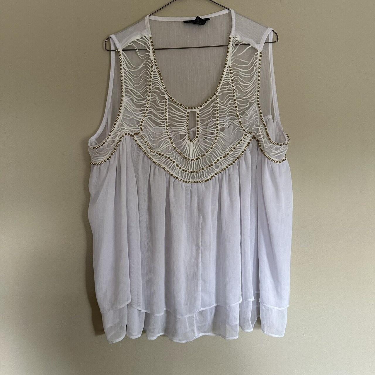 Ashley Stewart Sleeveless White Blouse Evening Depop