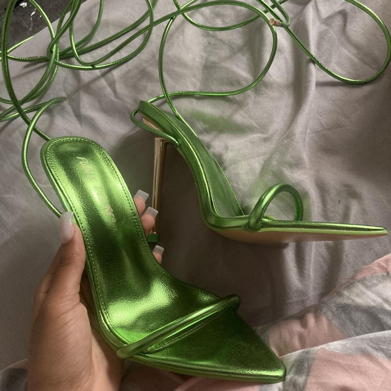 Gorgeous green metallic heels size 6.5 in women’s! - Depop
