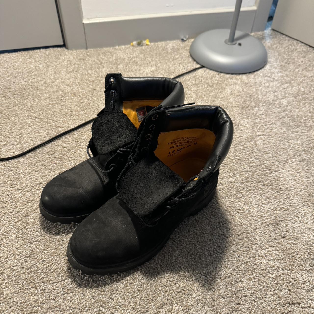 black timberlands, no box, worn a couple times,... - Depop