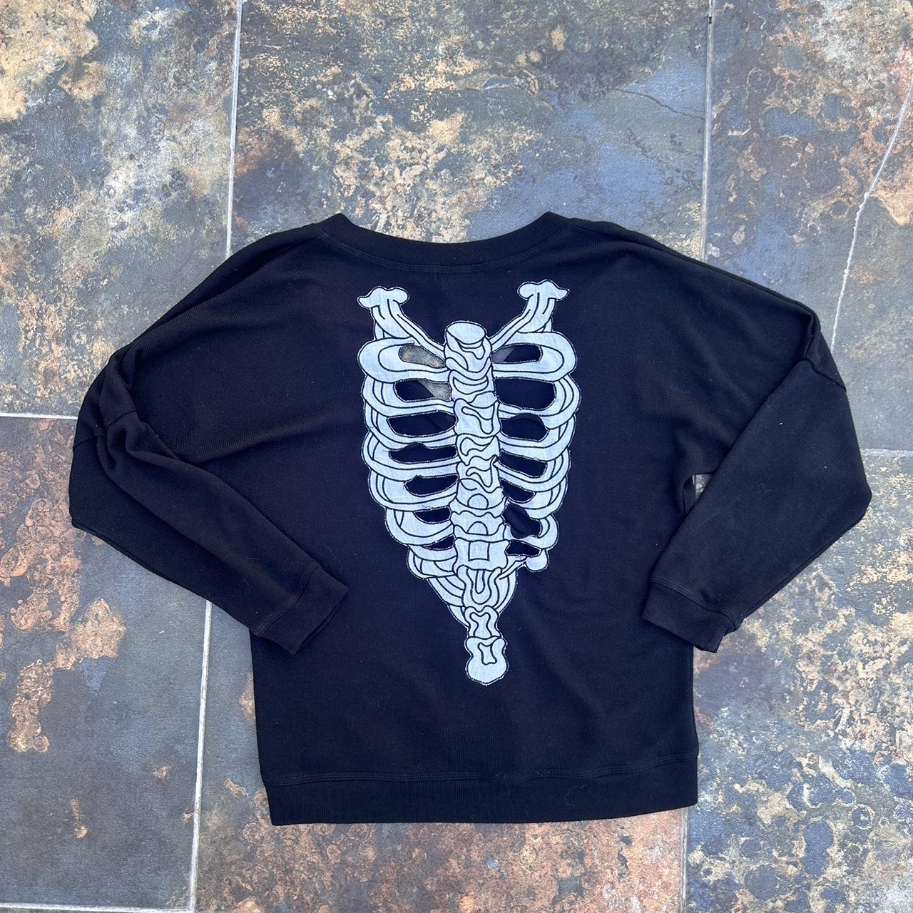 Y2K Grunge Women’s Skeleton Button Up Long Sleeve.... - Depop