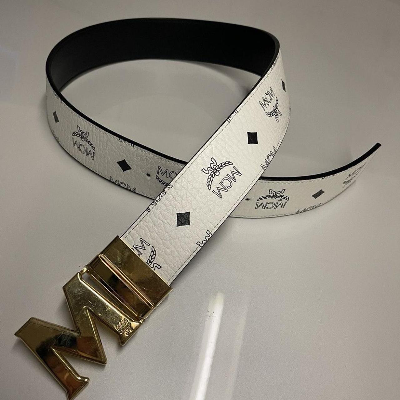 MCM belt with gold buckle Authentic bought at... - Depop