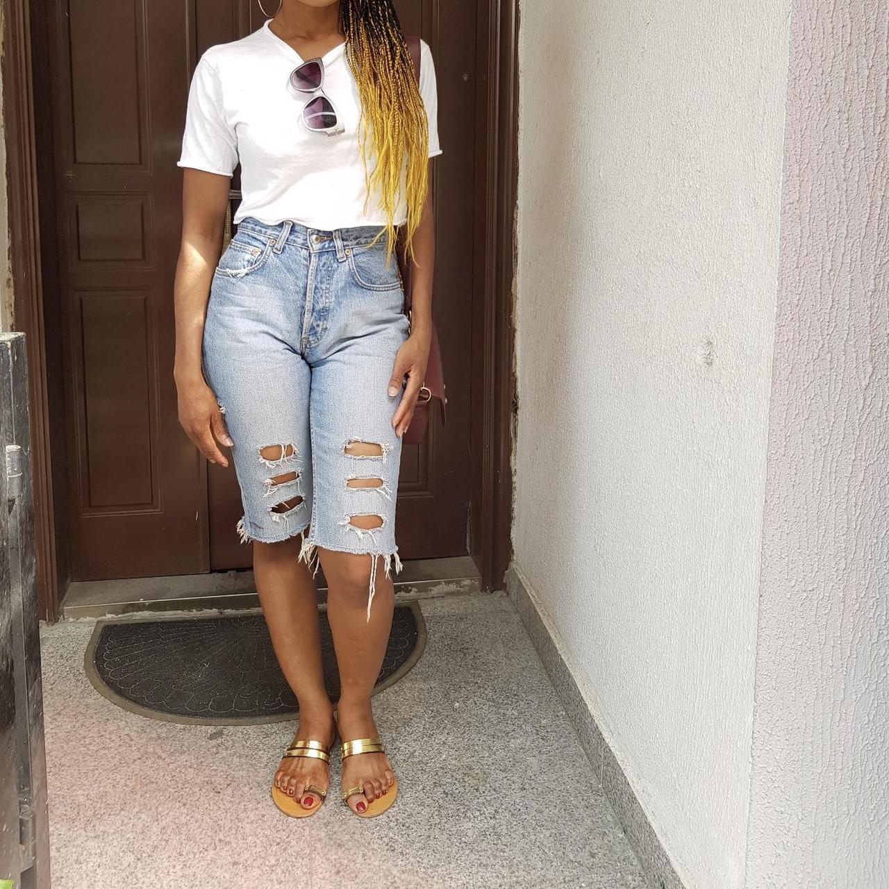 Gap Special Edition Denim Ripped Shorts Slight rip... - Depop