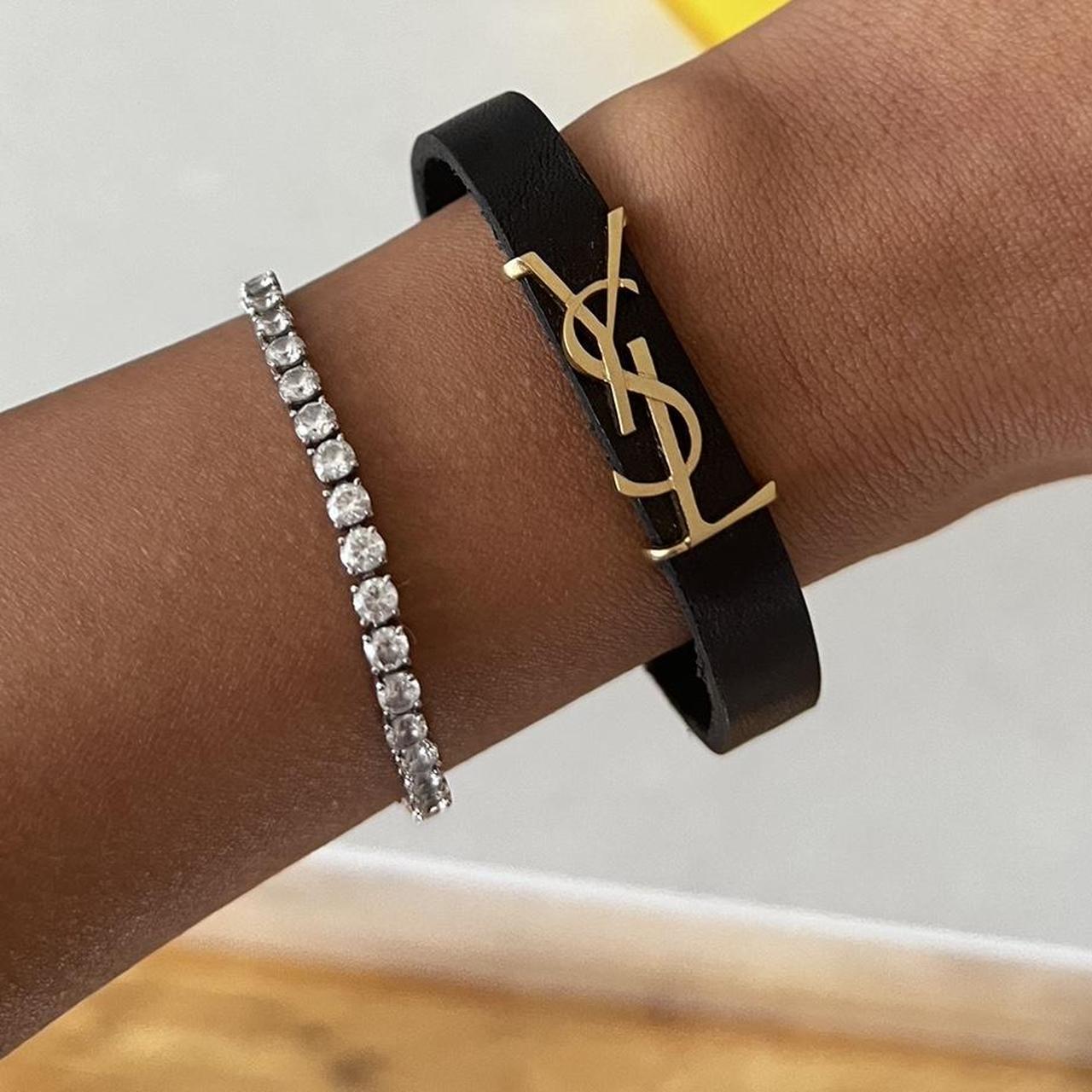 YSL Charm Leather Bracelet Size M 16.5cm Currently... - Depop