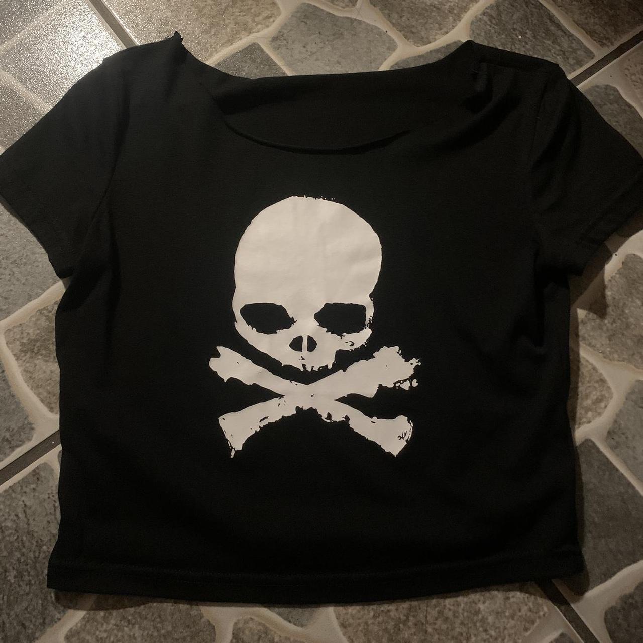 Skull cropped top #skull #emo - Depop