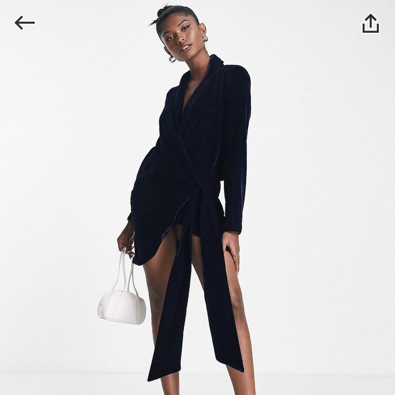 asos velvet navy blue mini dress size 8 never worn,... - Depop