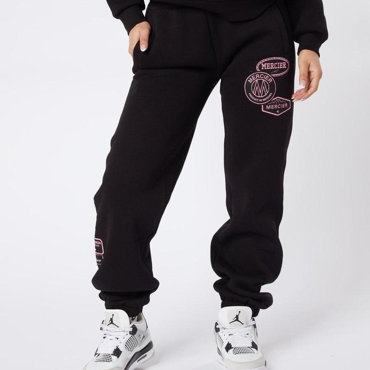 mercier Womens Black Pink OG Badge Joggers pink m - Depop