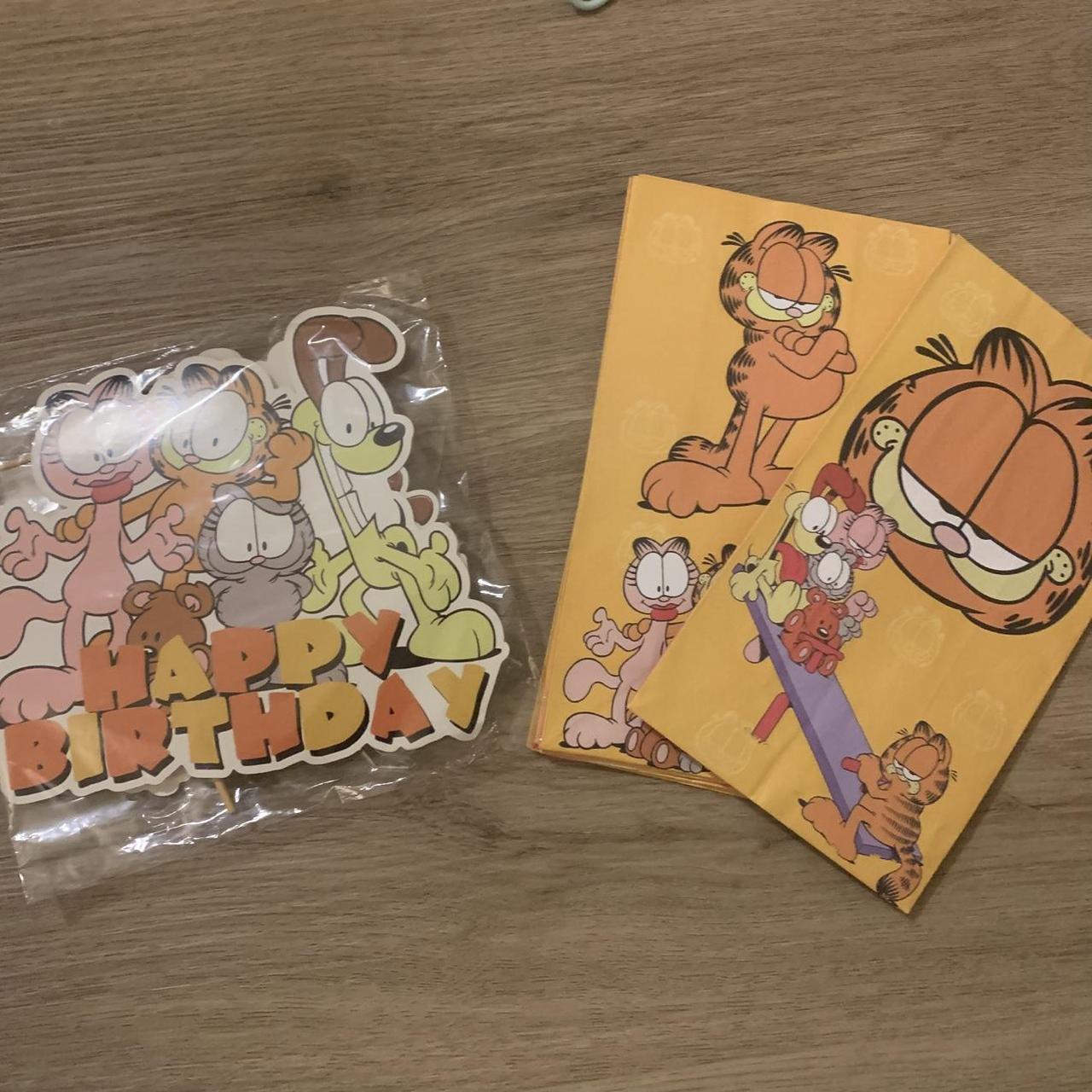 Garfield birthday cake toppers with garfield gift... - Depop