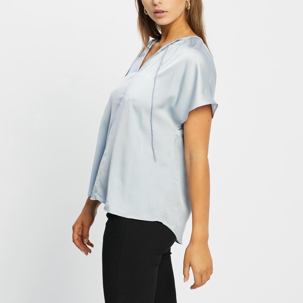 Atmos & Here Emily tie blouse in soft blue, size 12... - Depop