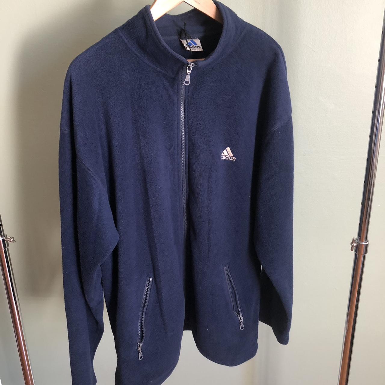 Navy Adidas fleece jacket Fits an XL Cool old school... | Depop