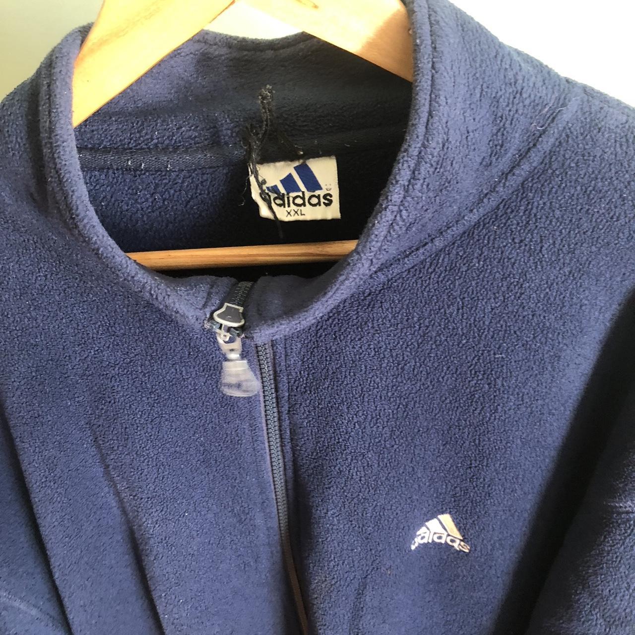 Navy Adidas fleece jacket Fits an XL Cool old school... | Depop