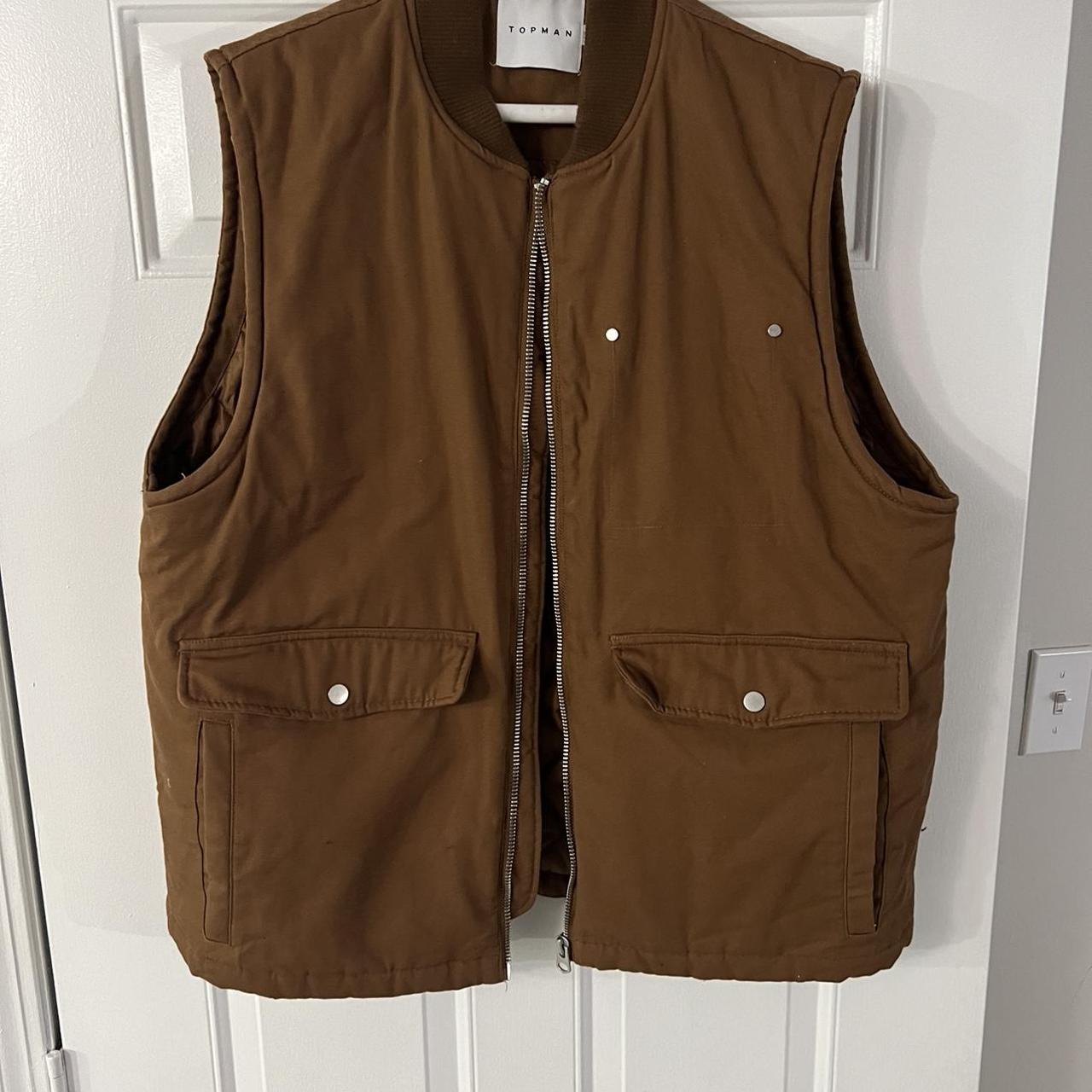 Topman Men's Brown Gilet | Depop
