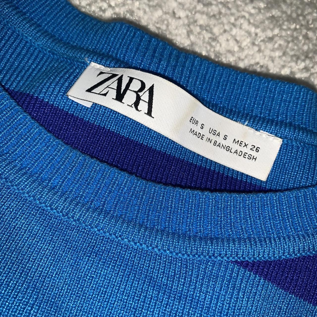 Zara Blue Striped Longsleeve Top, (S), Worn Once - Depop