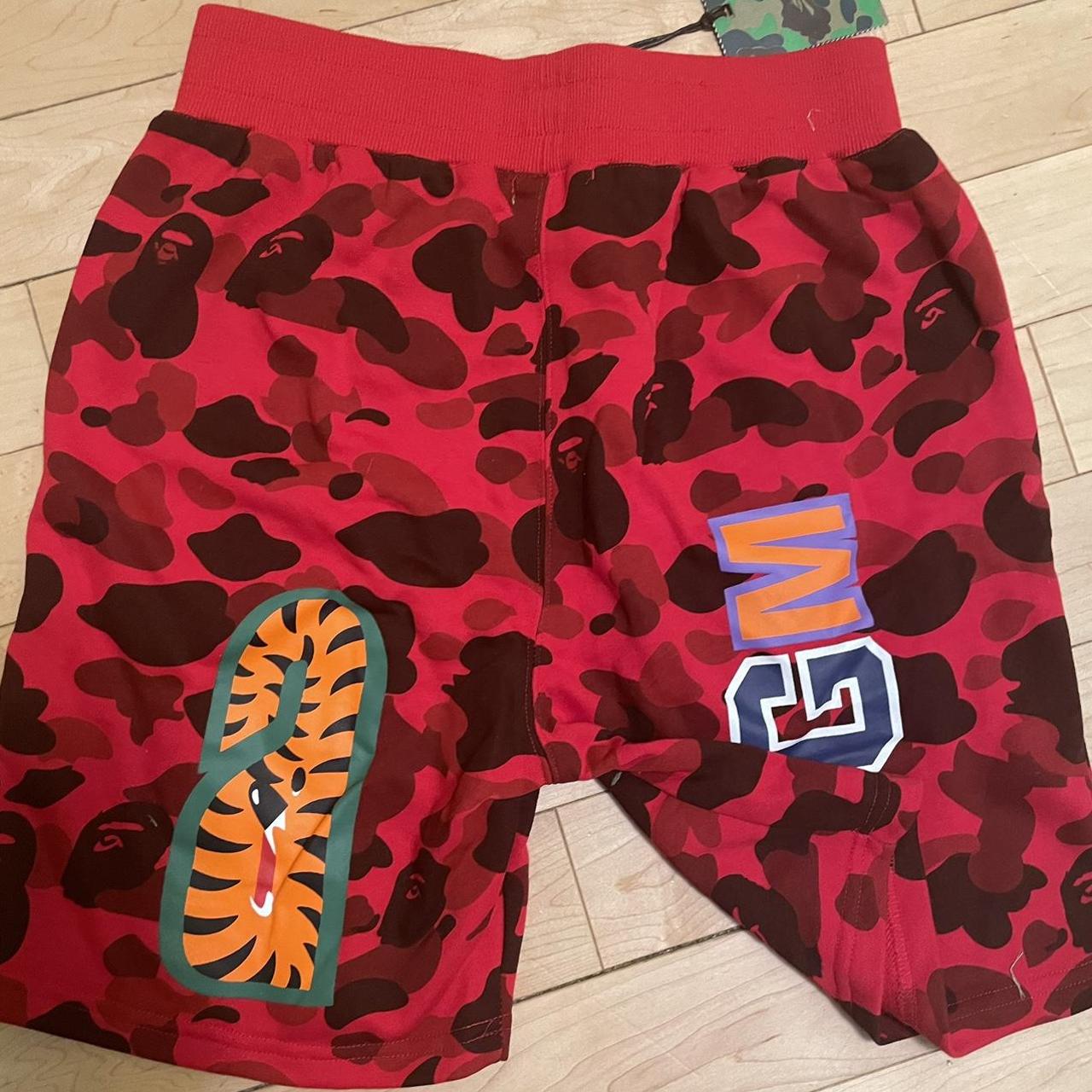 Bape shorts Red Shark - Large Brand New Comes with... - Depop