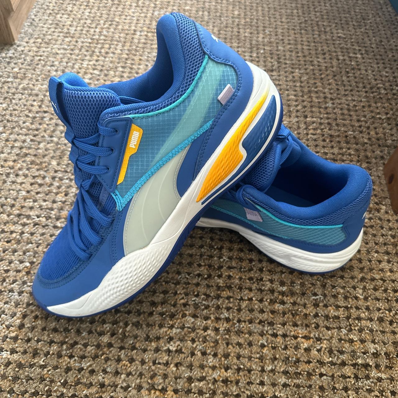 Men’s 10.5 PUMA BLUE trainers , worn once PERFECT... - Depop