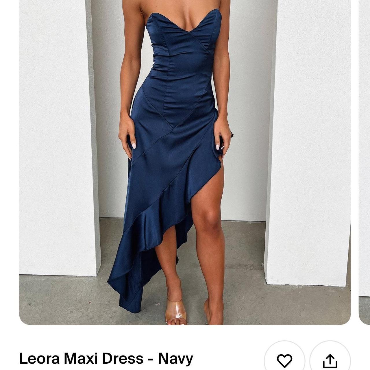 super cute blue silk prom dress! - never worn -... | Depop