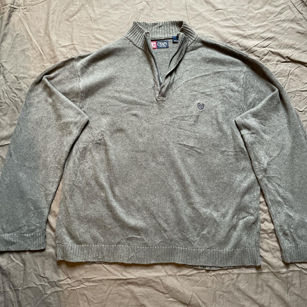 Grey vintage chaps by Ralph Lauren quarter zip... - Depop