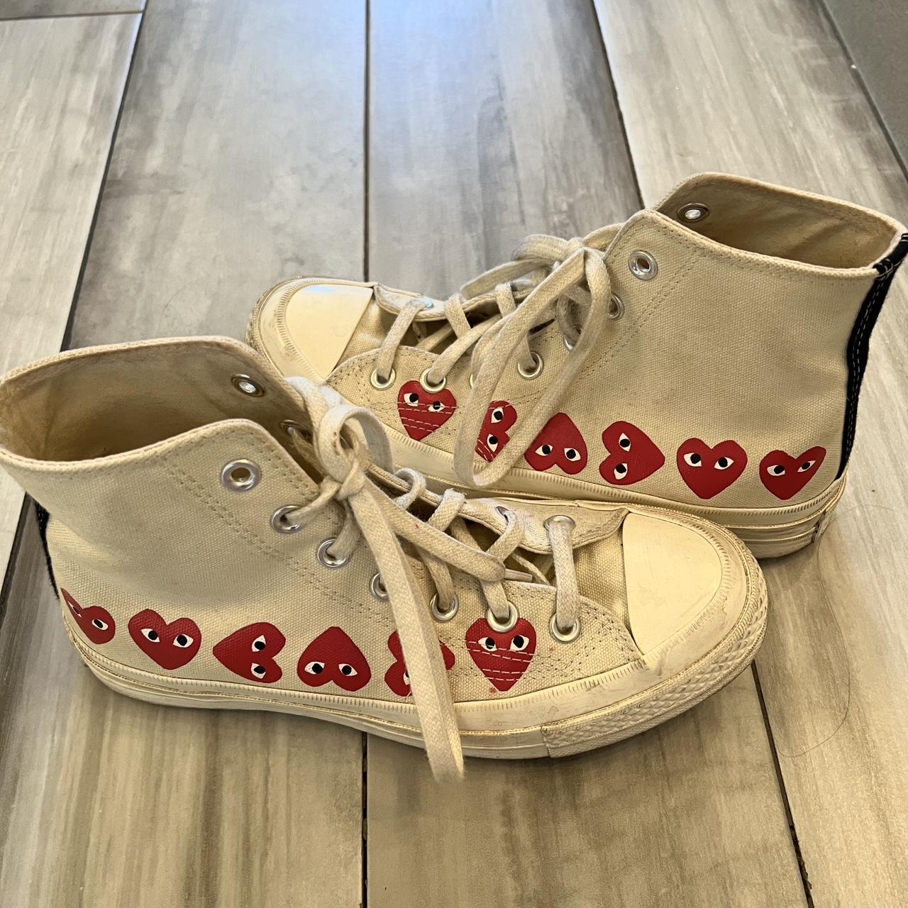 CDG Converse Red Heart womens size 7, men’s size 5 - Depop
