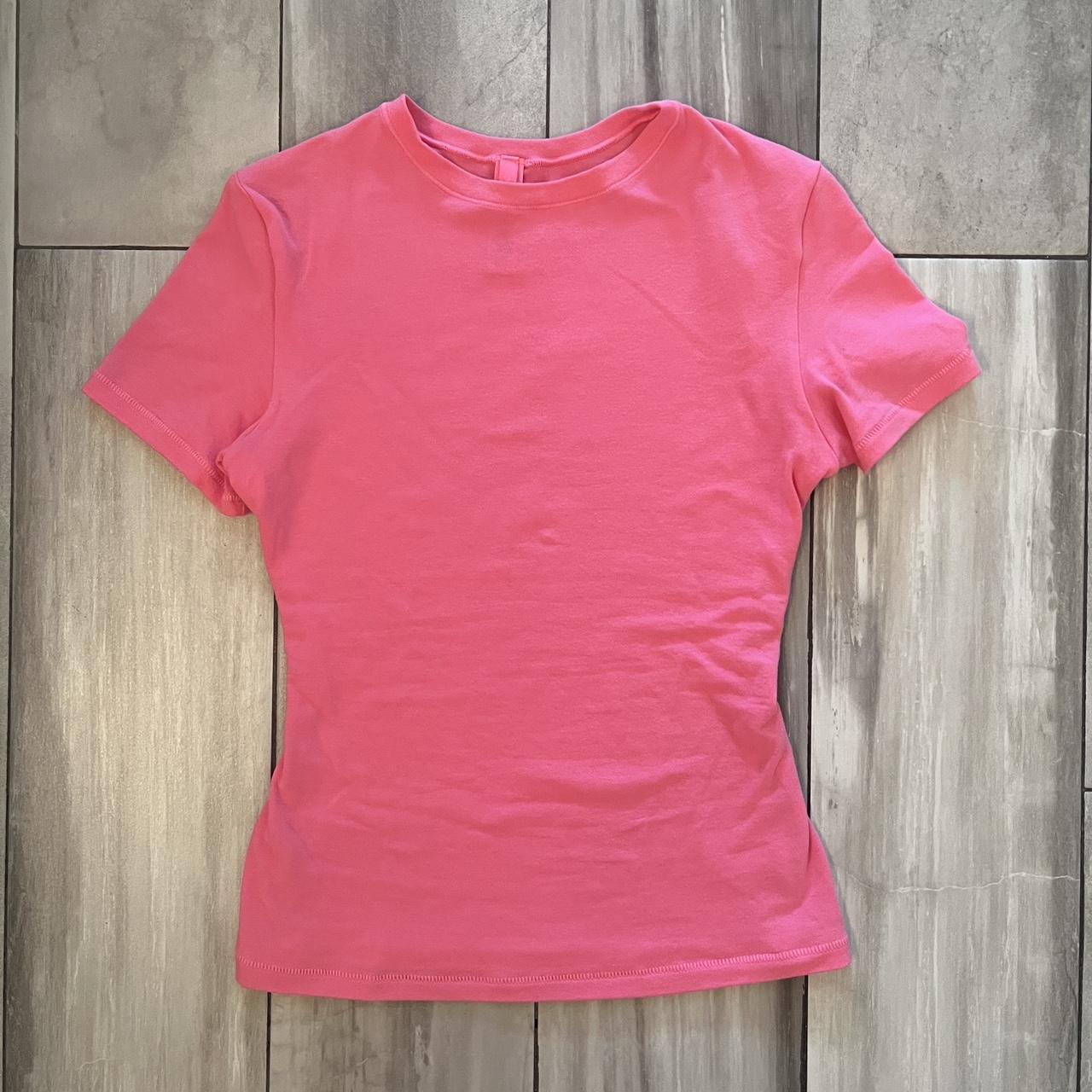 Skims Stretch Cotton T Shirt in Sugar Pink never worn - Depop