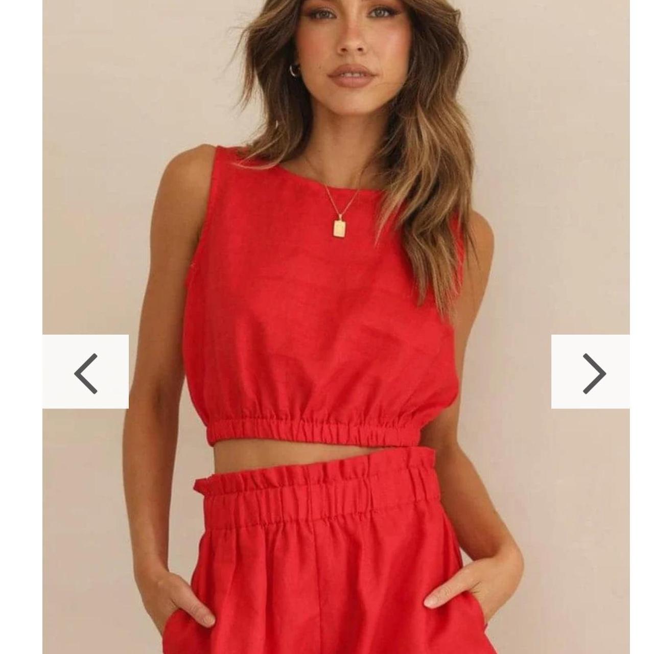 Billy J boutique red 2 piece set top 14 shorts 12... - Depop