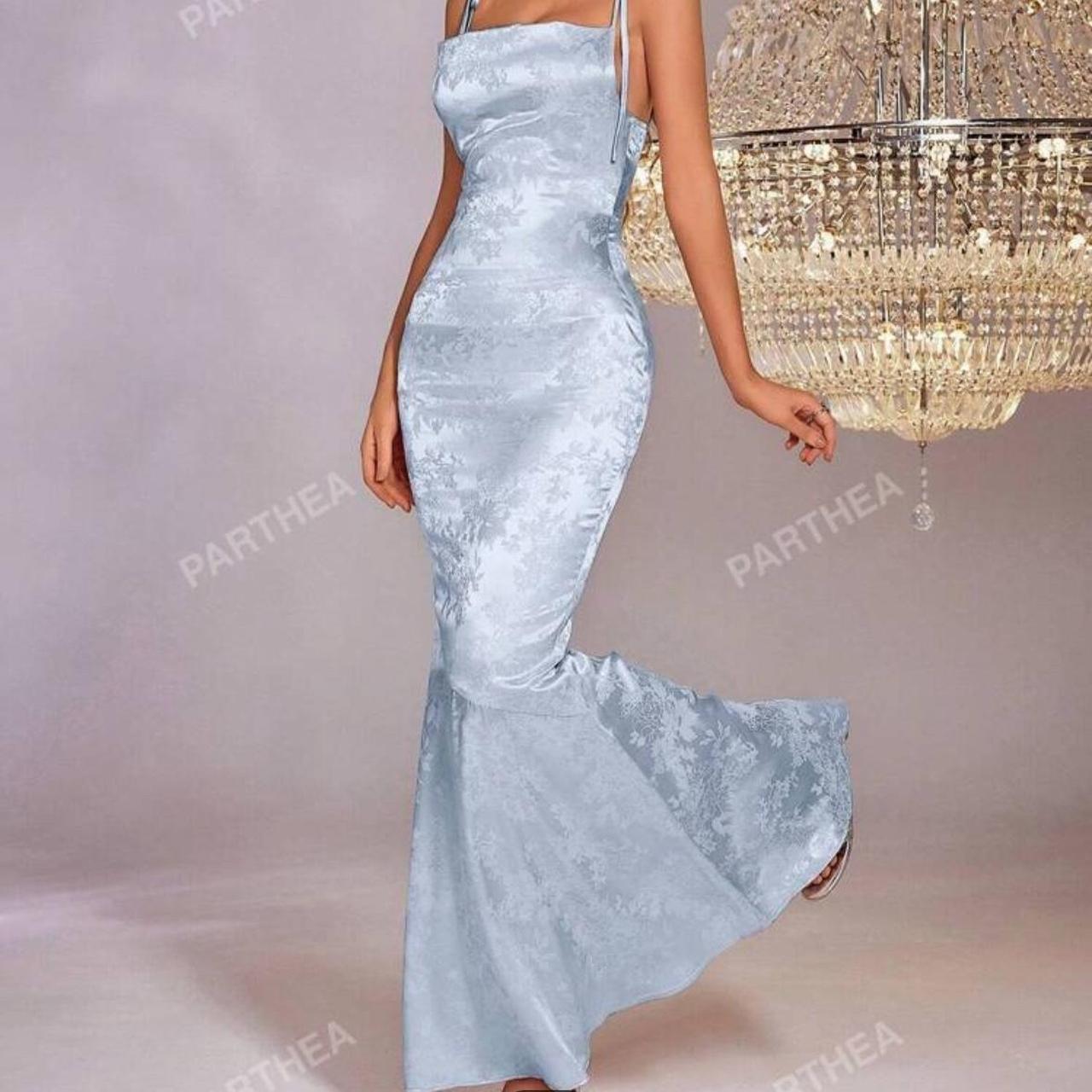 Shein blue satin dress Size S Brand new with tags,... - Depop