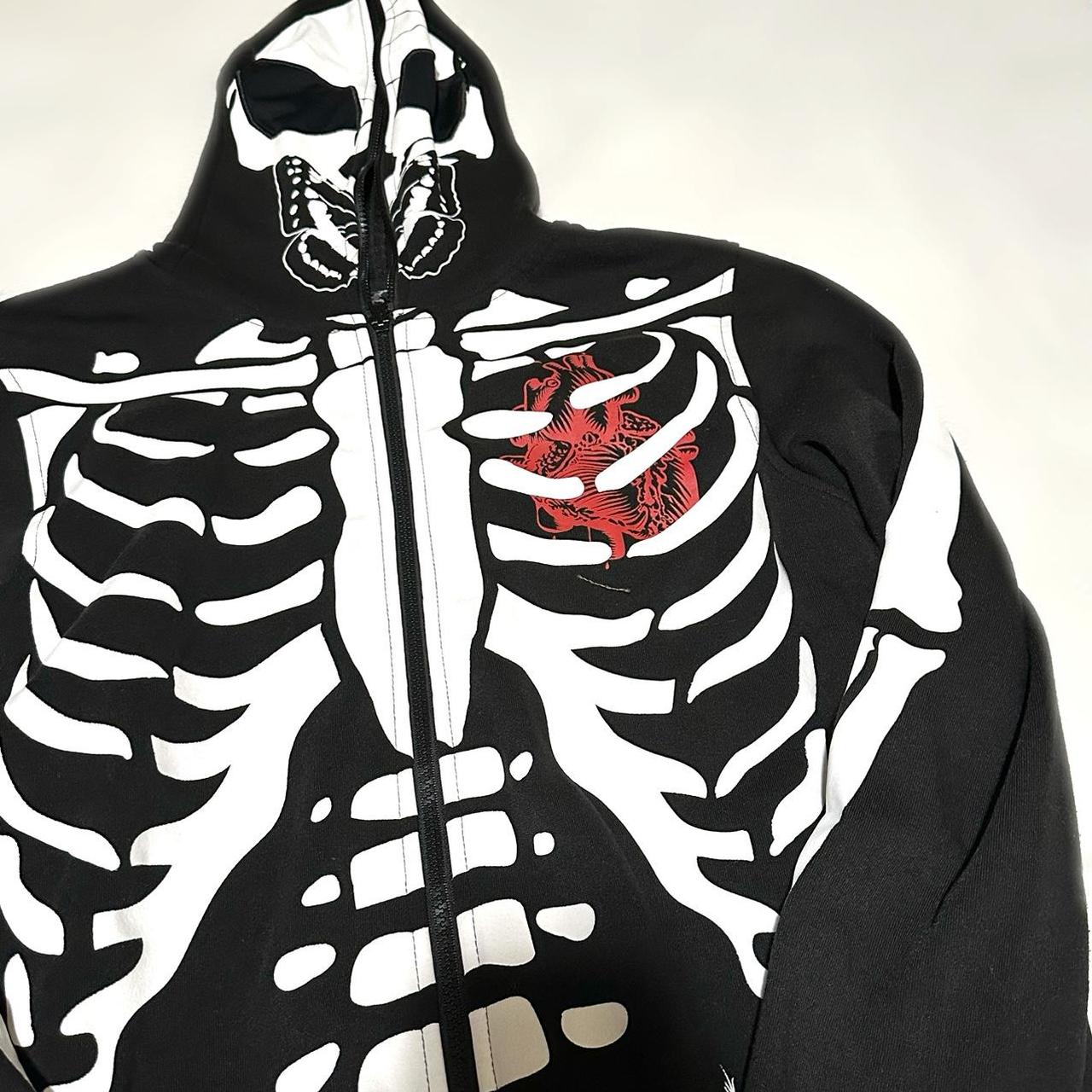 Skelton zip up hoodie by Rebel Vengeance Size... - Depop