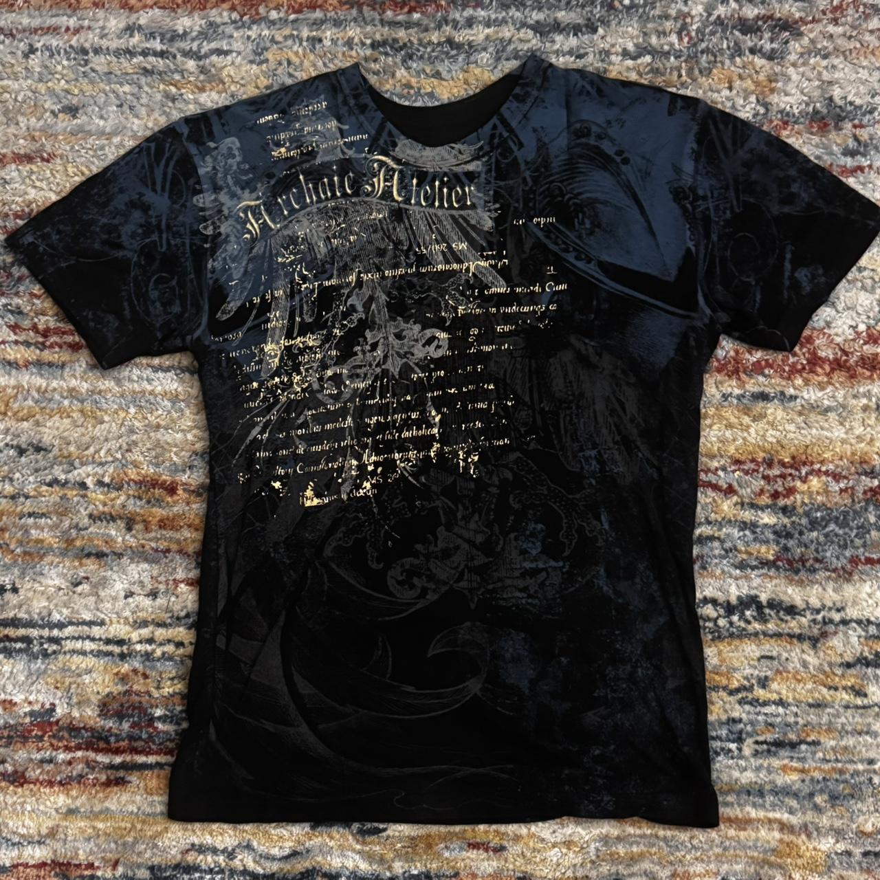 Black and gold Archaic graphic tee #goth #grunge | Depop