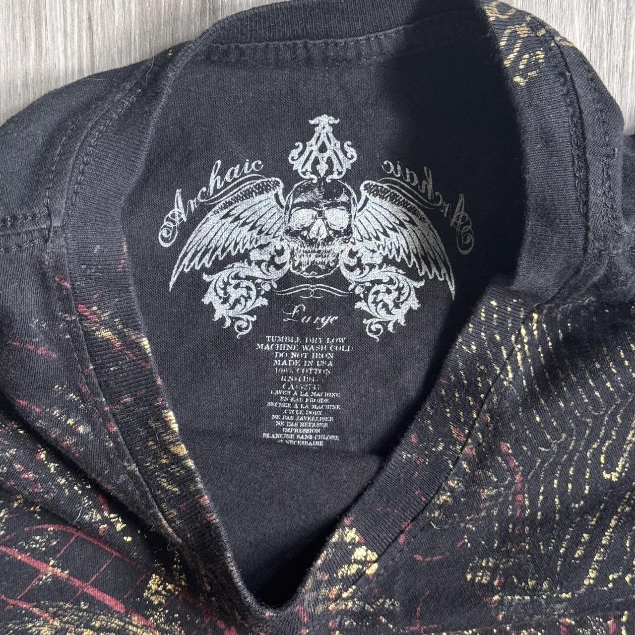 Black and gold Affliction skull shirt #goth #grunge... | Depop