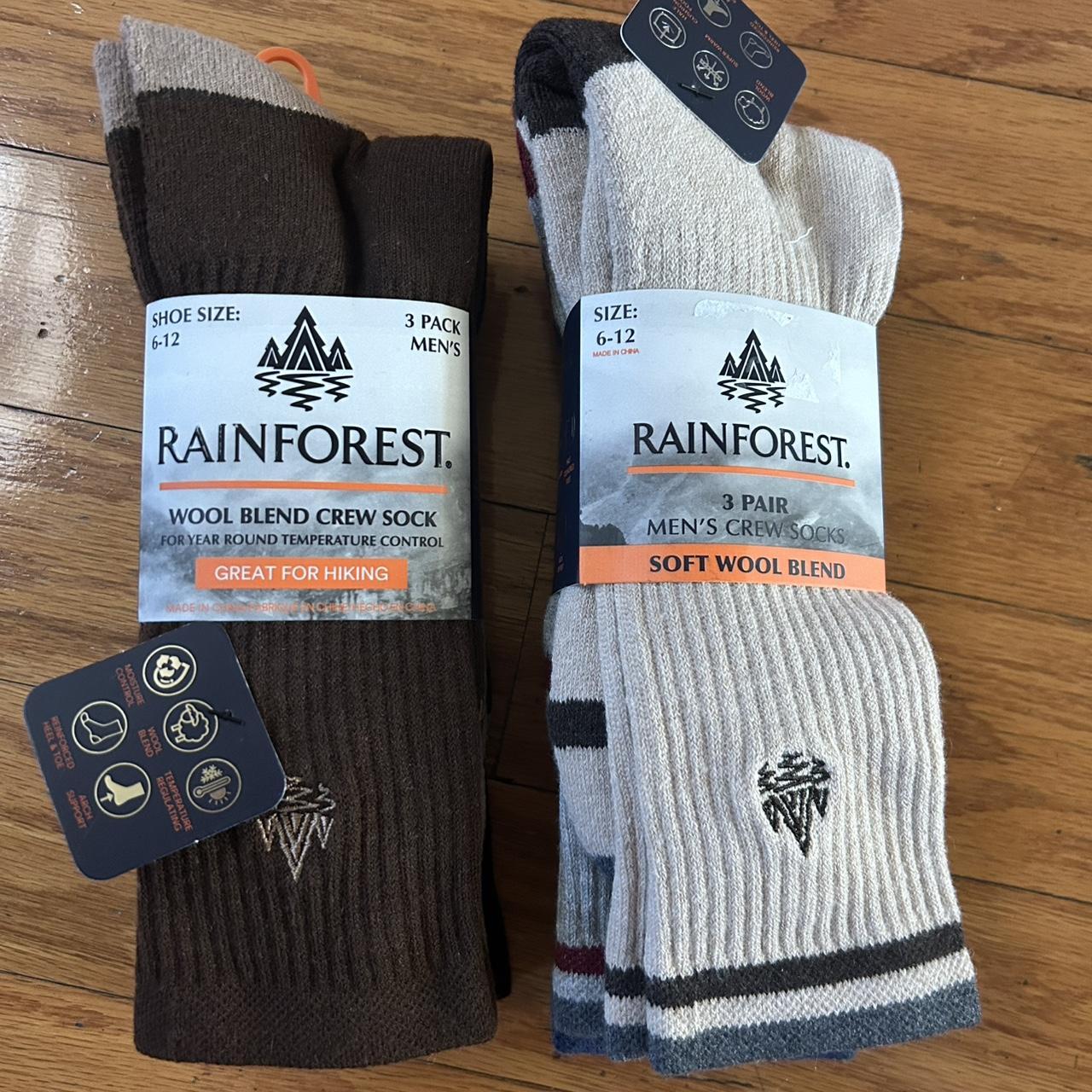 NWT Rainforest wool blend men’s crew socks 6 pairs - Depop