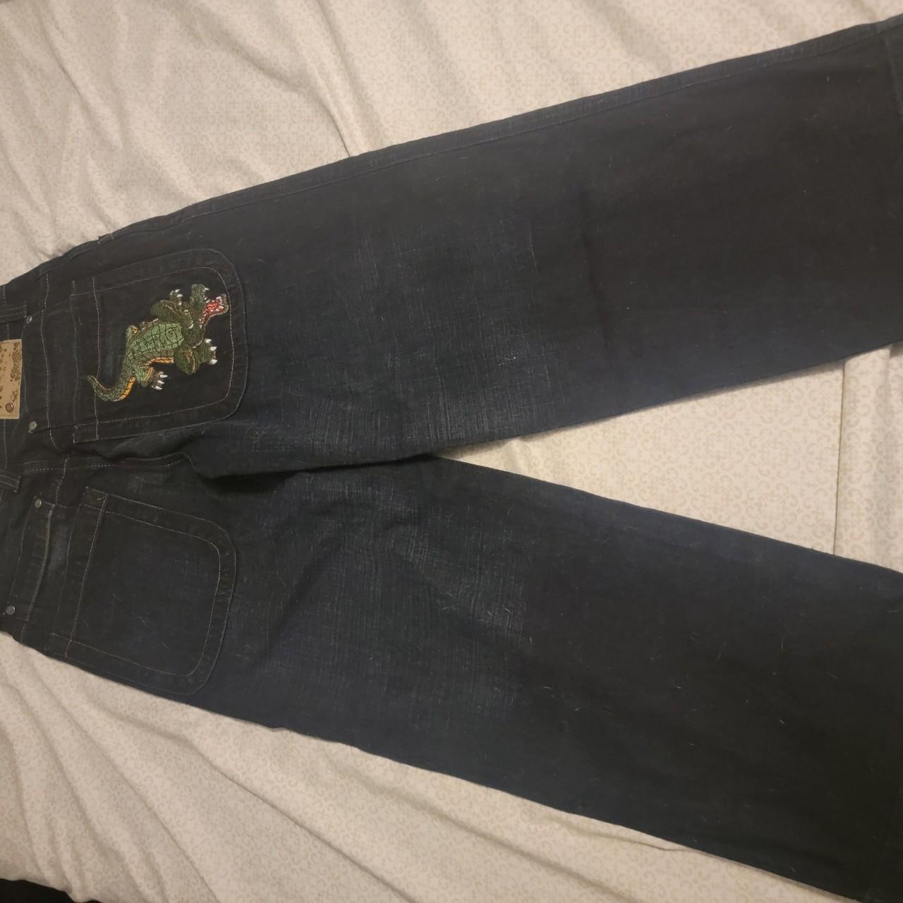 jnco jeans alligator embroidery Size 10 - Depop