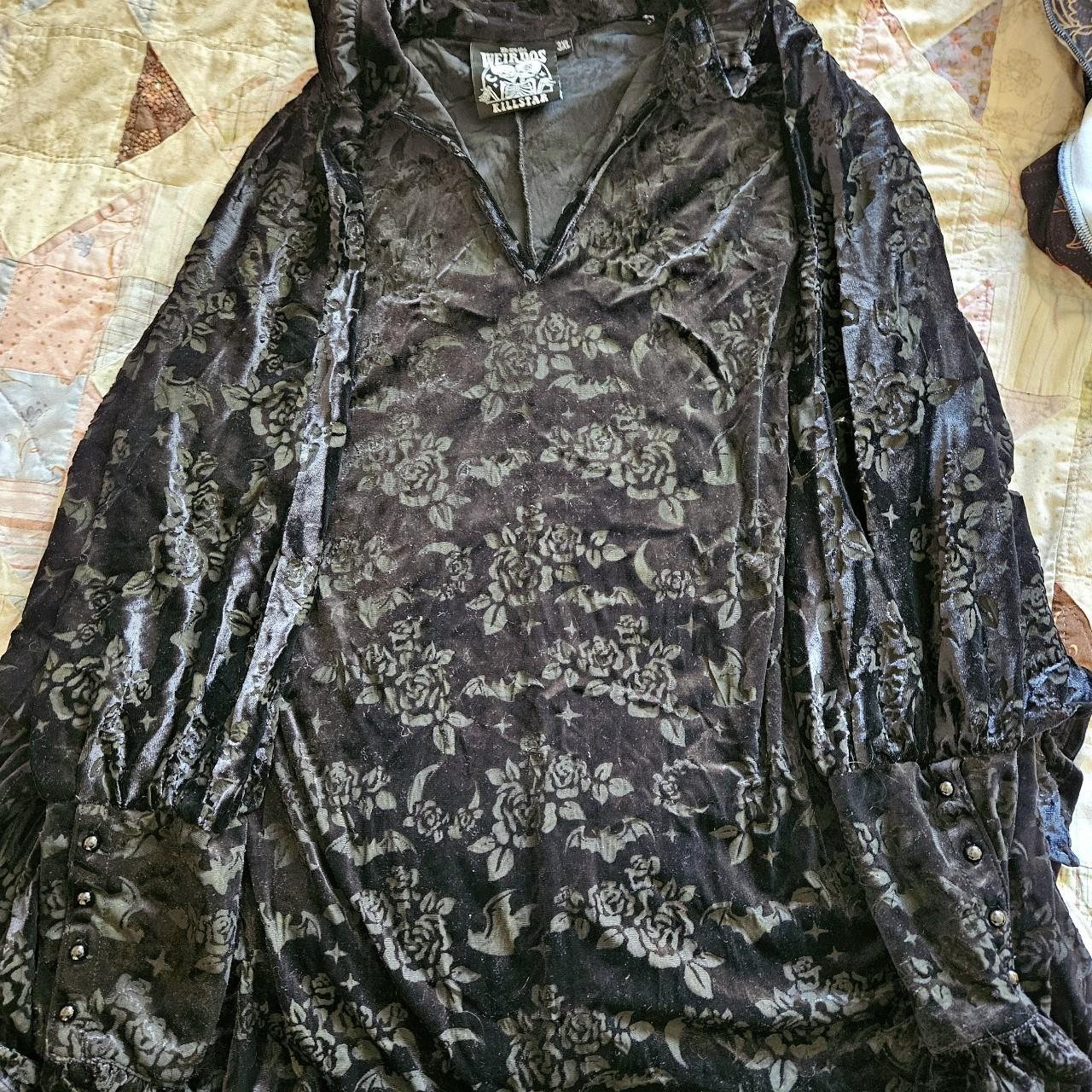 Killstar Goth Batwing Burnout Velvet Tunic Top size... | Depop