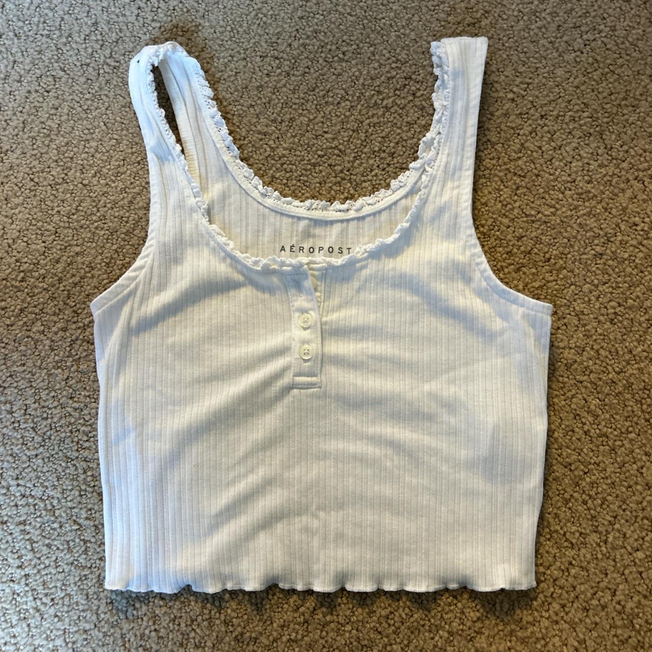 white 3 button tank top/crop top /brand new never... - Depop