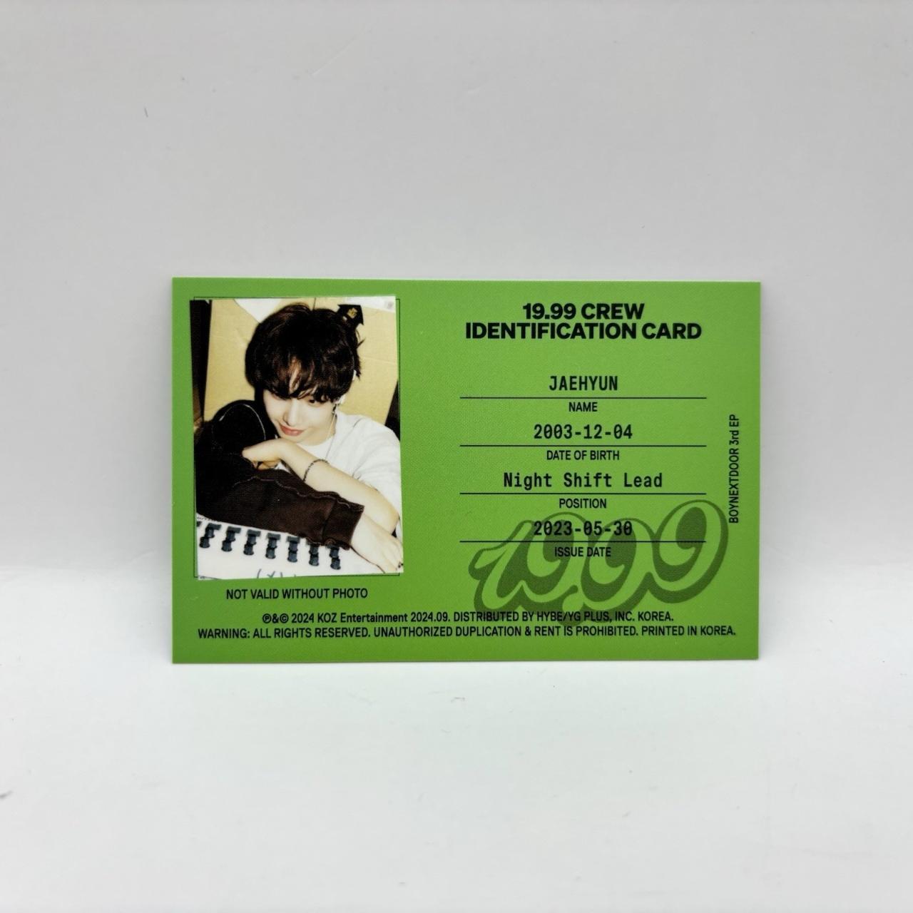 BOYNEXTDOOR Jaehyun 19.99 Crew Identification Card... | Depop