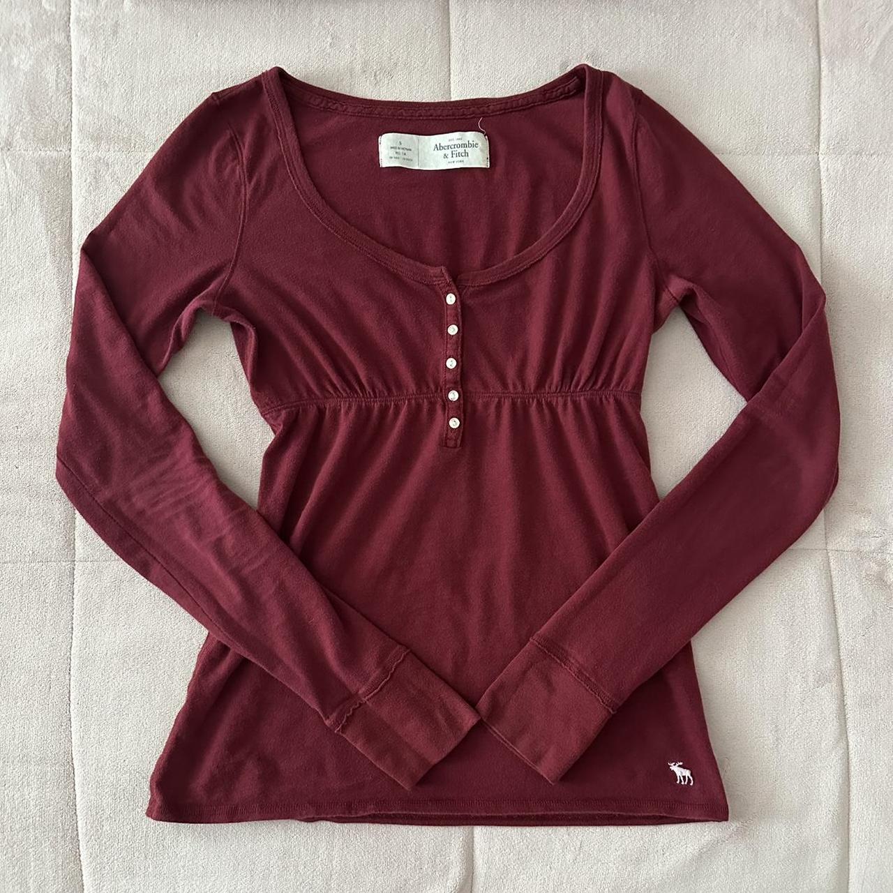 burgundy red abercrombie and fitch long sleeve... | Depop