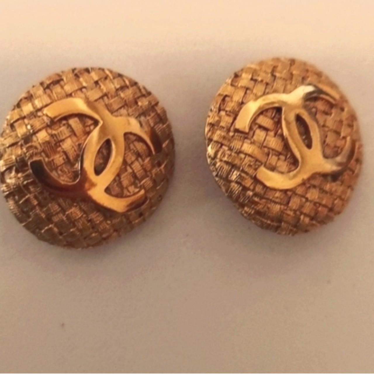AUTHENTIC Chanel Weave CC Logo Clip On... - Depop